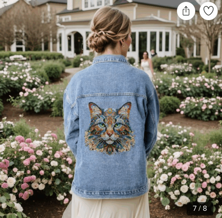 Cat Mosaic Art Denim Jacket – A Wearable Work of Art for Cat Lovers